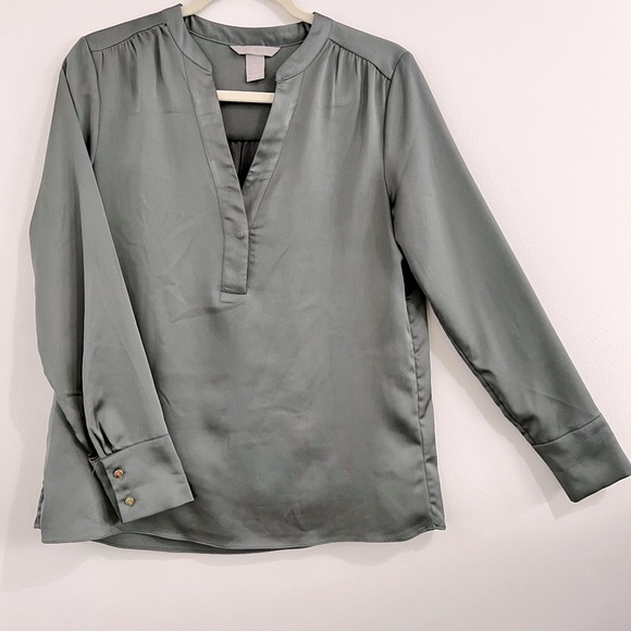 H&M | Tops | Hm Blouse Small Muted Army Green | Poshmark